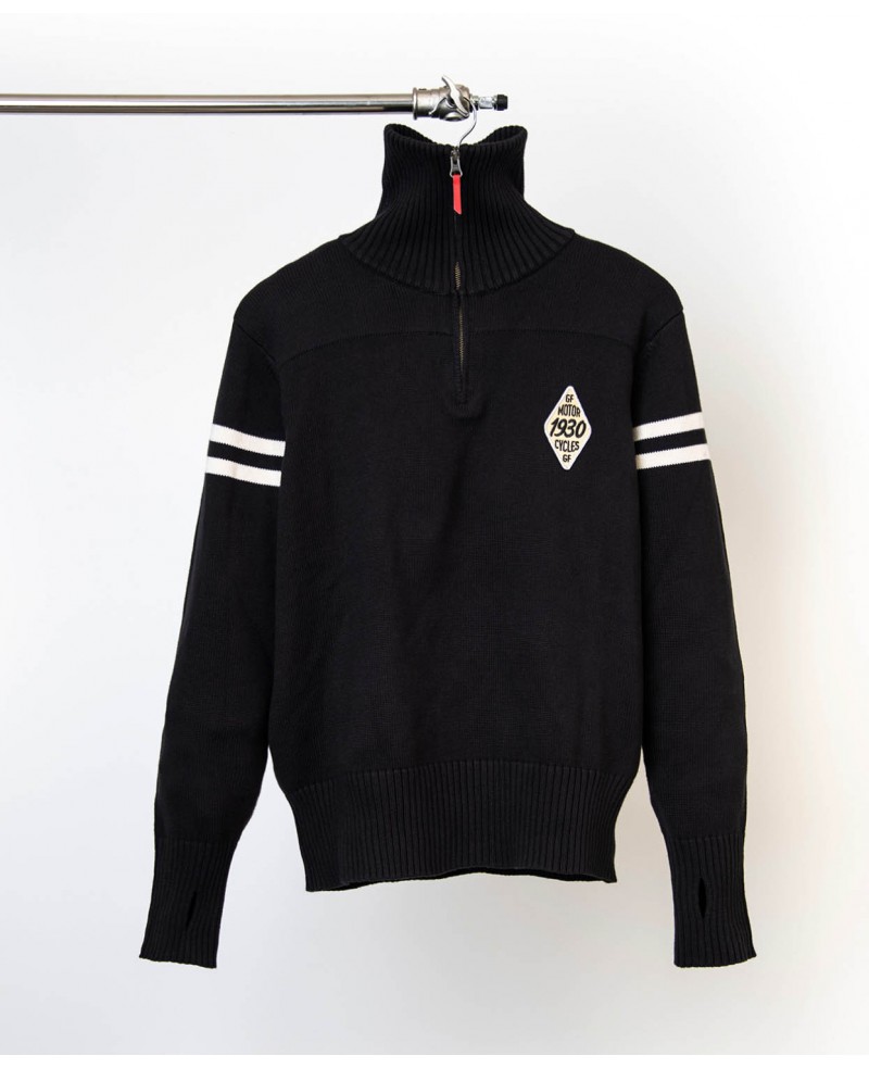 Rider full black motorcycle jersey of 1930