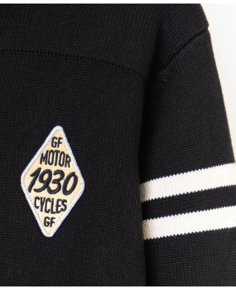 Rider full black motorcycle jersey of 1930