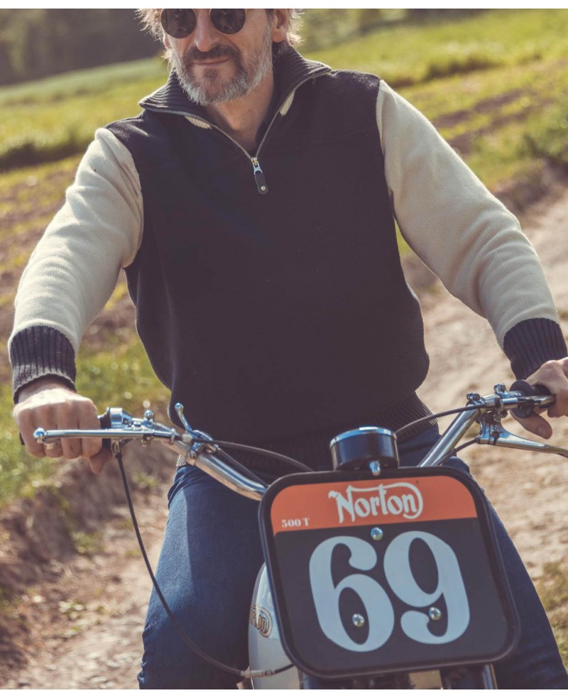 Véritable pull moto racing vintage, style US moto et hot rod